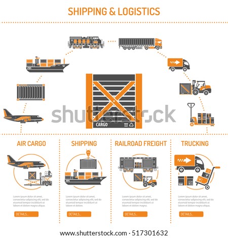Shipping Logistics Concept Infographics Two Color Stock Vector (Royalty ...