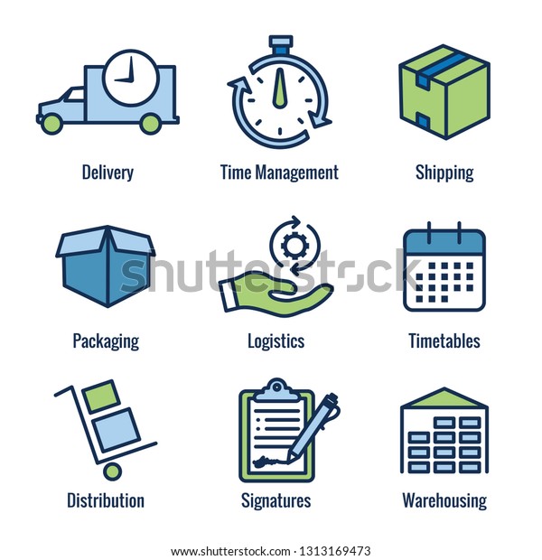 Shipping Receiving Icon Set W Boxes Stock Vector (Royalty Free ...