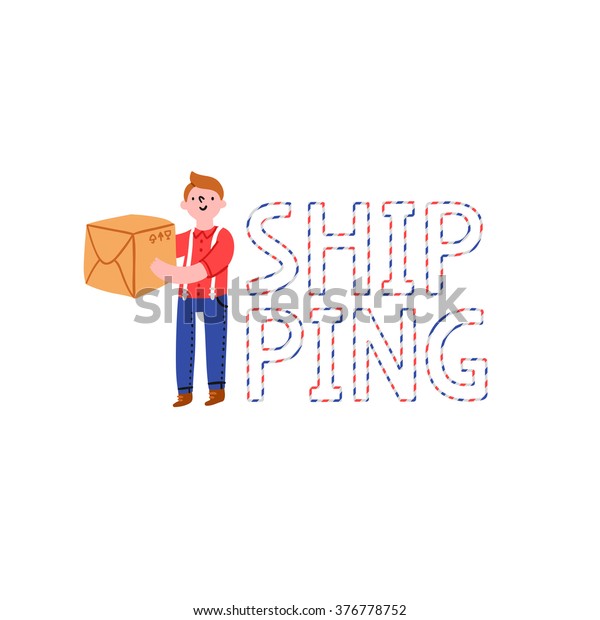 Shipping Word Logo Vector Illustration Boy Stock Vector (Royalty Free ...