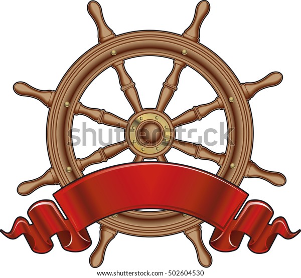Ships Steering Wheel Banner Stock Vector (Royalty Free) 502604530