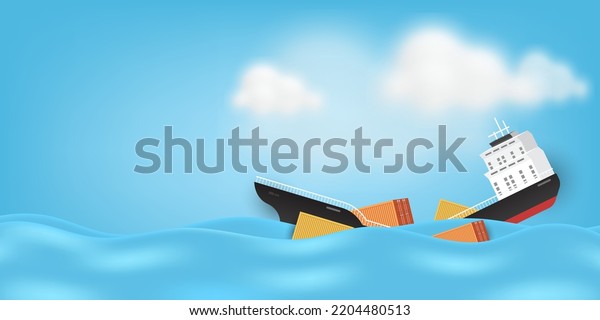 Shipwreck Cargo Ship Vessel Sinking Ocean: เวกเตอร์สต็อก (ปลอดค่า ...