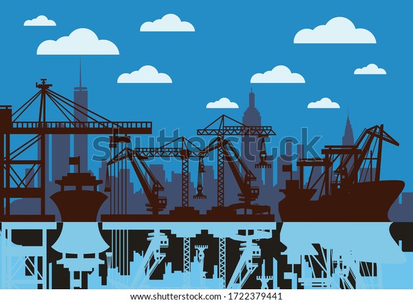 Shipyard Place Where Ships Built Repaired Stock Vector (Royalty Free ...
