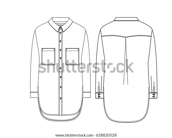 Shirt Technical Drawing Stock Vector (Royalty Free) 628820528