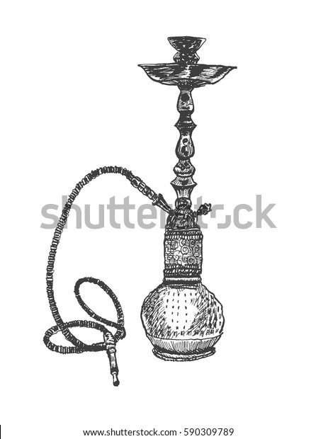 Shisha Hookah Hand Drawn Doodle Illustration Stock Vector (Royalty Free ...