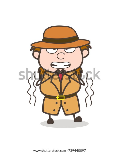 Shivering Fear Female Explorer Scientist Cartoon Stock Vector (Royalty ...