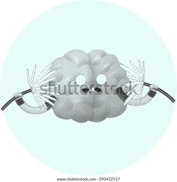 Shocked Brain Holding Two Sparking Electrical Stock Vector (Royalty ...