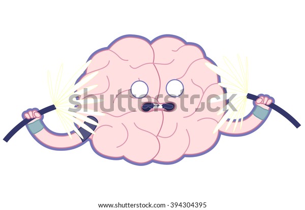 Shocked Brain Holding Two Sparking Electrical Stock Vector (Royalty ...