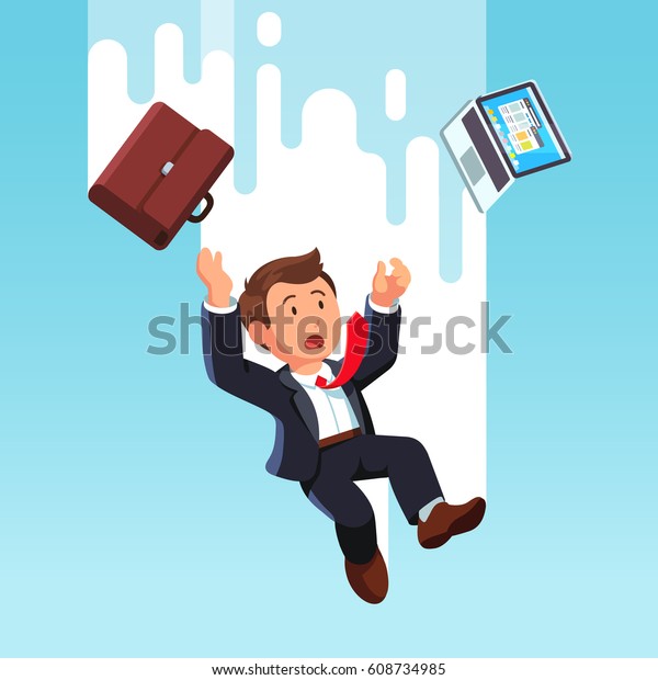 Shocked Business Man Laptop Computer Falling Stock Vector (Royalty Free ...