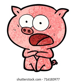Shocked Cartoon Pig Sitting Down Stock Vector (Royalty Free) 650662411