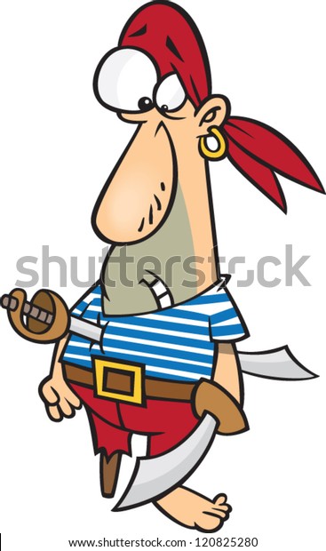 Shocked Cartoon Pirate Peg Leg Sword Stock Vector (Royalty Free) 120825280