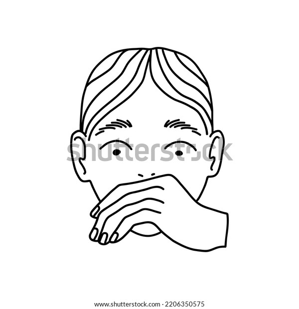 Shocked Doodle Emotion Womans Face Covered Stock Vector (Royalty Free ...
