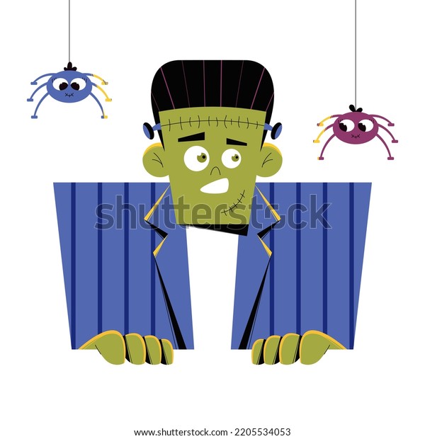 Shocked Frankenstein Spiders Vector Illustration Frightened Stock ...