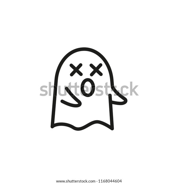 Shocked Ghost Line Icon Terrified Spooky: vector de stock (libre de ...