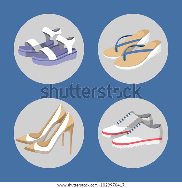 Shoe Collection Summer Mode Poster Circles Stock Vector (Royalty Free ...