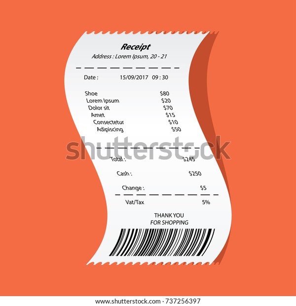 Shoe Receipt Printed Paper Financial Check Stock Vector (Royalty Free ...
