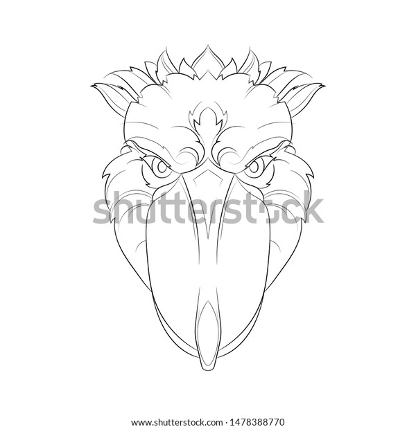Shoebill Head Line Drawing Vector Illustration Stock Vector (Royalty ...