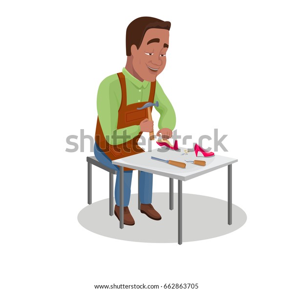 Shoemaker Cartoon Character Indian Black Haired Stock Vector (Royalty ...