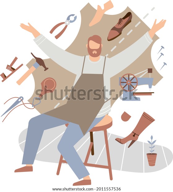 Shoemaker Professional Activity Tools Shoemakers Workshop Stock Vector ...