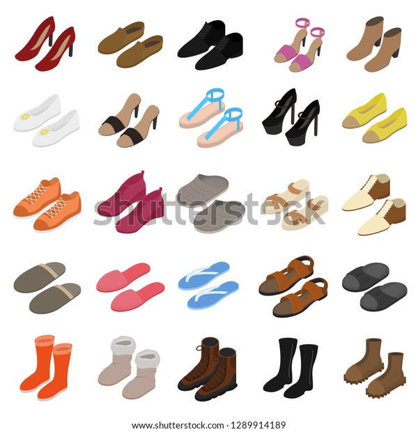 Shoes Sign 3d Icon Set Isometric Stock Vector (Royalty Free) 1289914189 ...