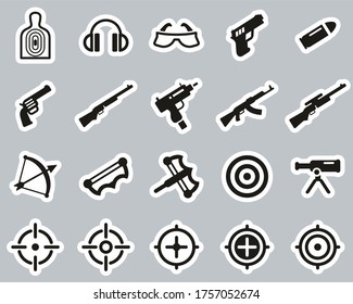 Shooting Range Icons Black White Sticker Stock Vector (Royalty Free ...
