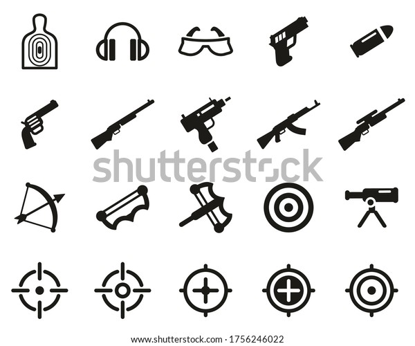 Shooting Range Icons Black White Set Stock Vector (Royalty Free ...