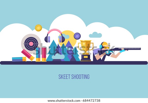 Shooting Skeet Elements Design Set Vector Stock Vector (Royalty Free ...