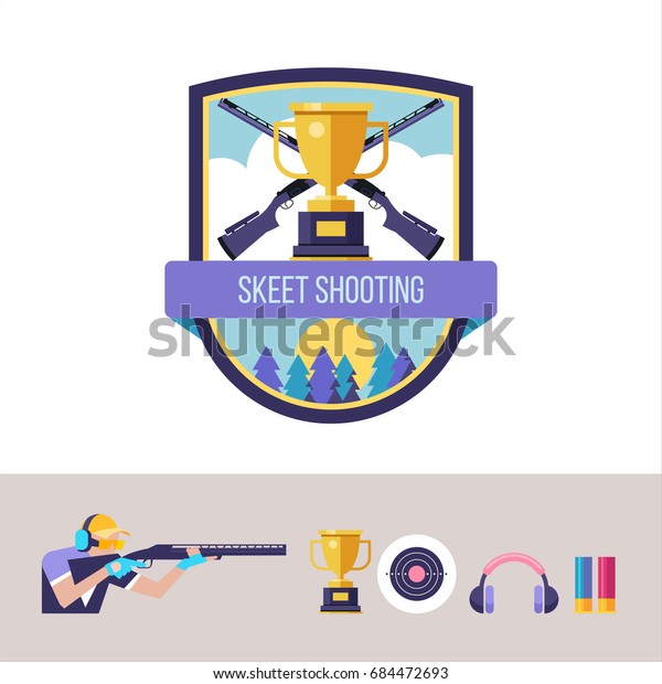 Shooting Skeet Vector Emblem Set Design Stock Vector (Royalty Free ...