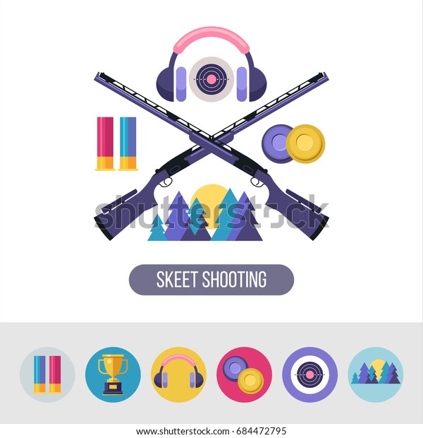 Shooting Skeet Vector Emblem Set Design Stock Vector (Royalty Free ...