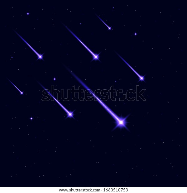 Shooting Stars Galaxy Sky Background Falling Stock Vector (Royalty Free ...