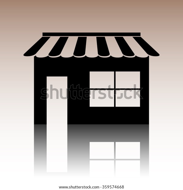 Shop Icon Black Vector Illustration Reflection Stock Vector (Royalty ...
