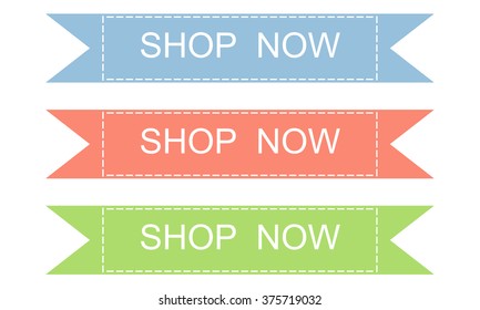 Shop Now Online Store Stickers Set : illustration de stock 473486755