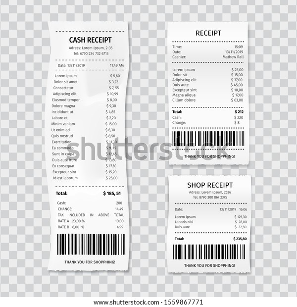 Shop Receipt Vector Realistic 3d Paper Stock Vector (Royalty Free ...