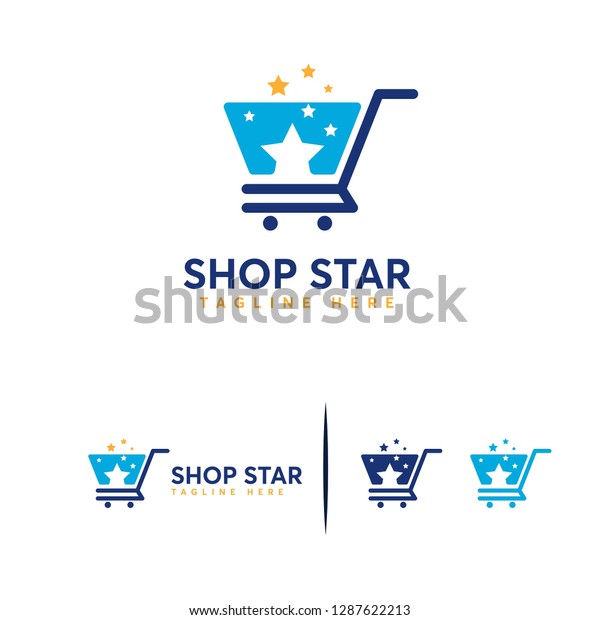 Shop Star Logo Designs Concept Shopping Stock Vector (Royalty Free ...