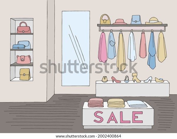 Shop Store Interior Graphic Color Sketch Stock Vector (Royalty Free ...