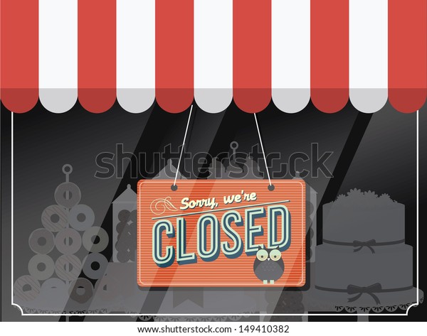 Shopfront Closed Signage Vectorillustration Stock Vector (Royalty Free ...