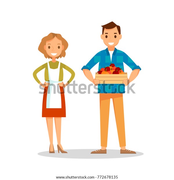 Image vectorielle de stock de Shopkeeper Cartoon Style Vector ...
