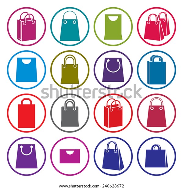 Shopping Back Icons Isolated On White Stock Vector (Royalty Free ...