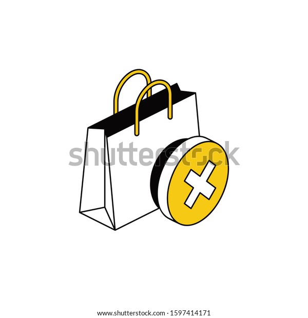 Shopping Bag Cross Label Vector Line Stock Vector (Royalty Free ...