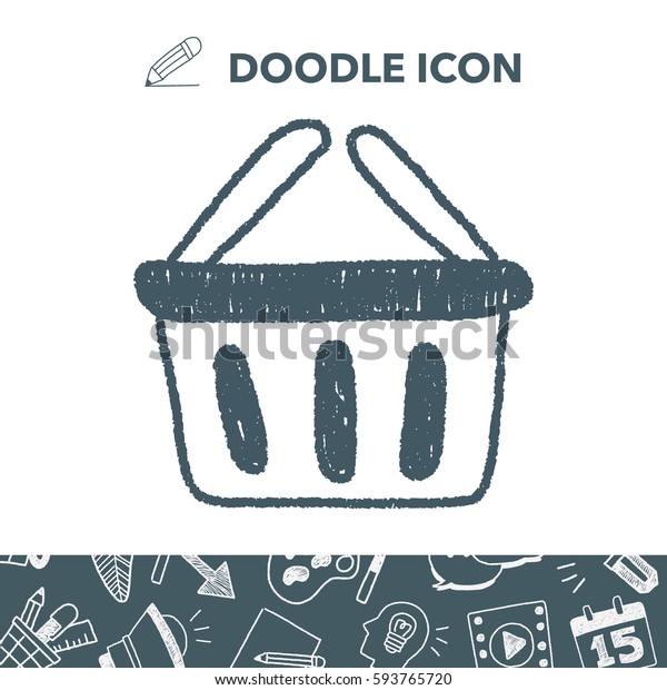 Shopping Basket Doodle Drawing Stock Vector (Royalty Free) 593765720 ...