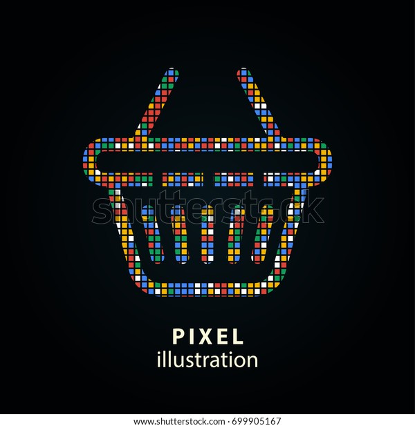 Shopping Basket Pixel Icon Vector Illustration Stock Vector (Royalty ...