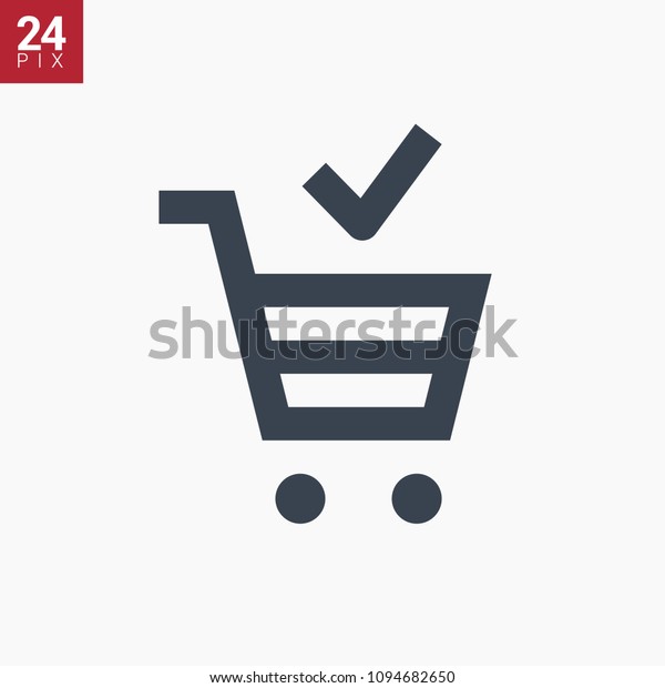 Shopping Cart Tick Line Vector Minimalistic Stock Vector (Royalty Free ...
