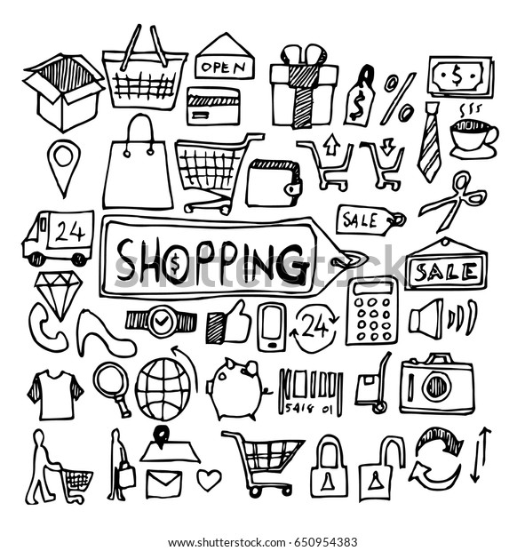 Shopping Doodle Sketch Vector Ink Stock Vector (Royalty Free) 650954383 ...