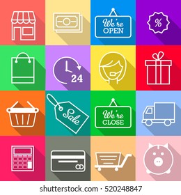 Shopping Icon Set Ecommerce Square Icons Stock Vector (Royalty Free ...