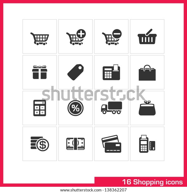 Shopping Icon Set Vector Black Pictograms Stock Vector (Royalty Free ...
