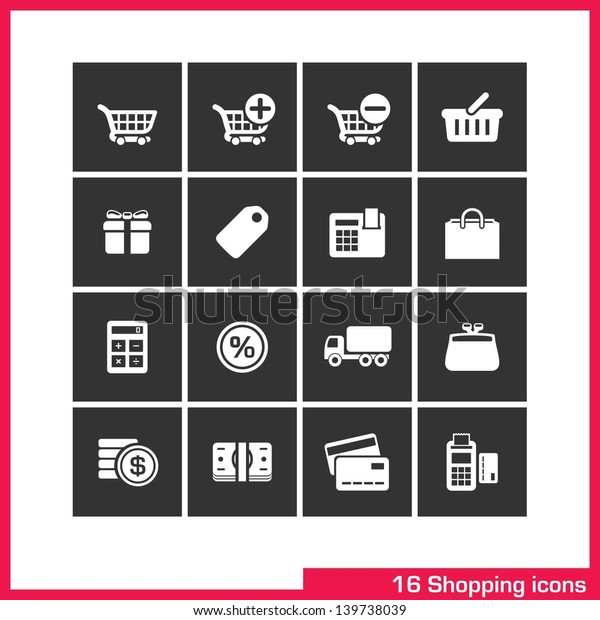 Shopping Icon Set Vector White Pictograms Stock Vector (Royalty Free ...