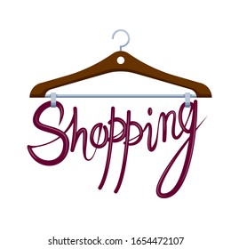 Shopping Lettering On Hanger Vector Illustration Stock Vector (Royalty ...