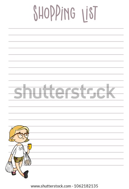 Shopping List Page Vector Printable Planner Stock Vector (Royalty Free ...