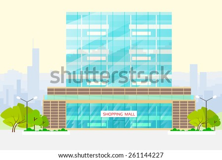 Shopping Mall Building Exterior Vector Illustration Stock Vector ...