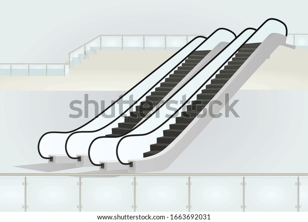 Shopping Mall Moving Stairs Vector Stock Vector (Royalty Free ...
