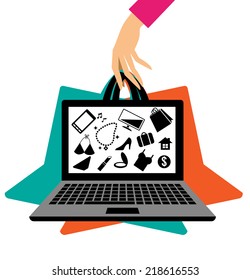 Shopping Online Concept Vector Stock Vector (Royalty Free) 218616553 ...